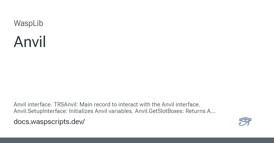 Anvil - WaspLib documentation