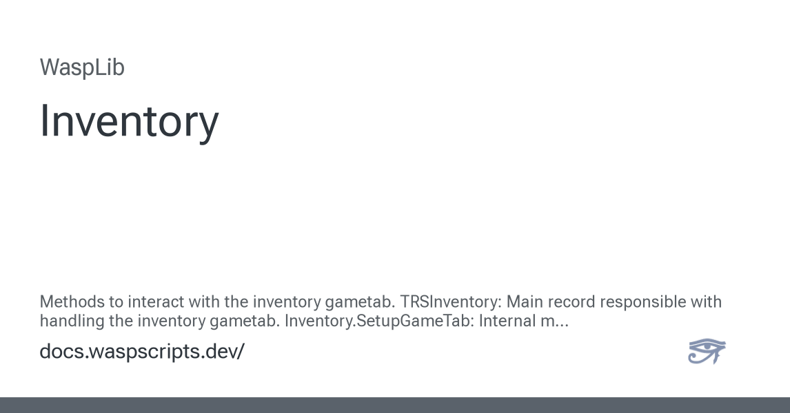 Inventory - WaspLib documentation